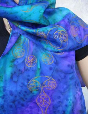 Celtic art designs on Long Silk Scarves