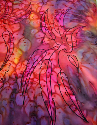 Long Pure Silk Scarves hand painted with Australian Gum leaf design